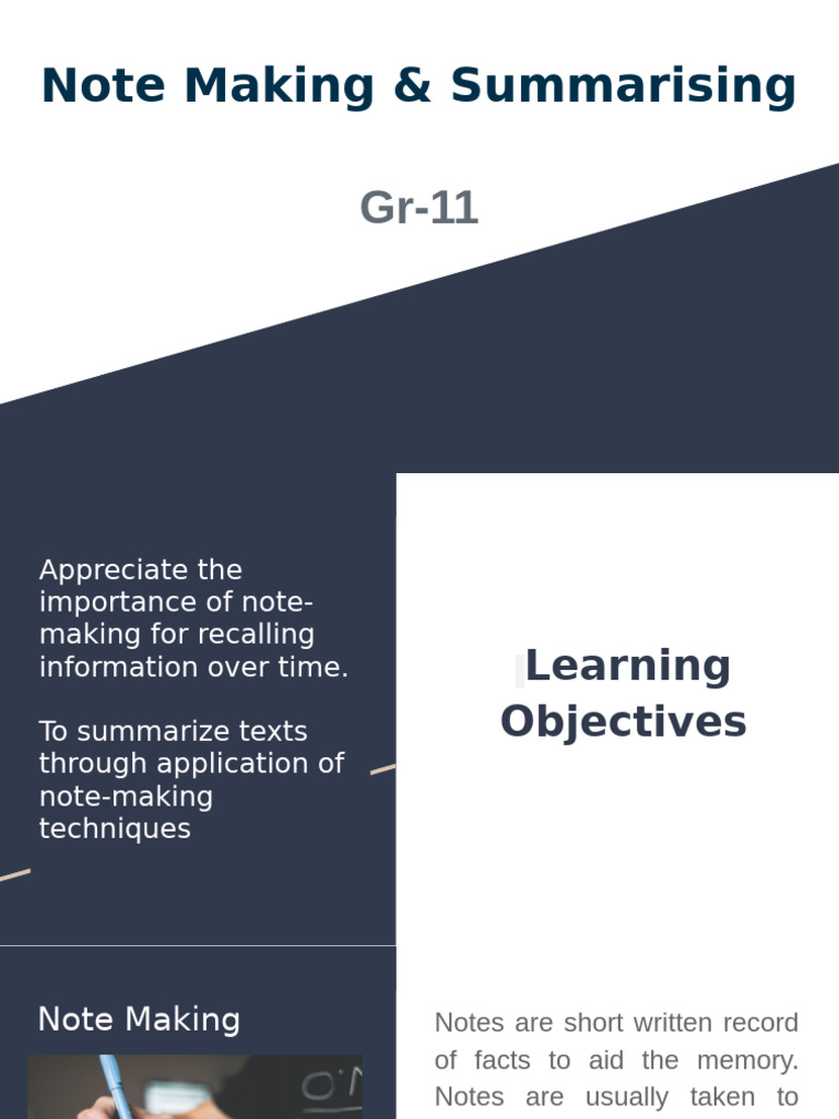 Note Making and Summarising Guide | PDF | Information | Conversation
