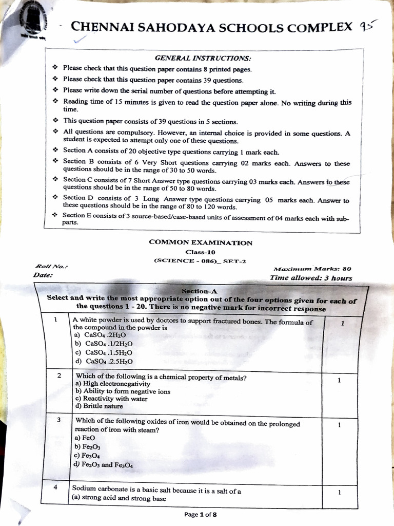 10th Science Cluster Set2 | PDF | Chemical Bond | Carbon