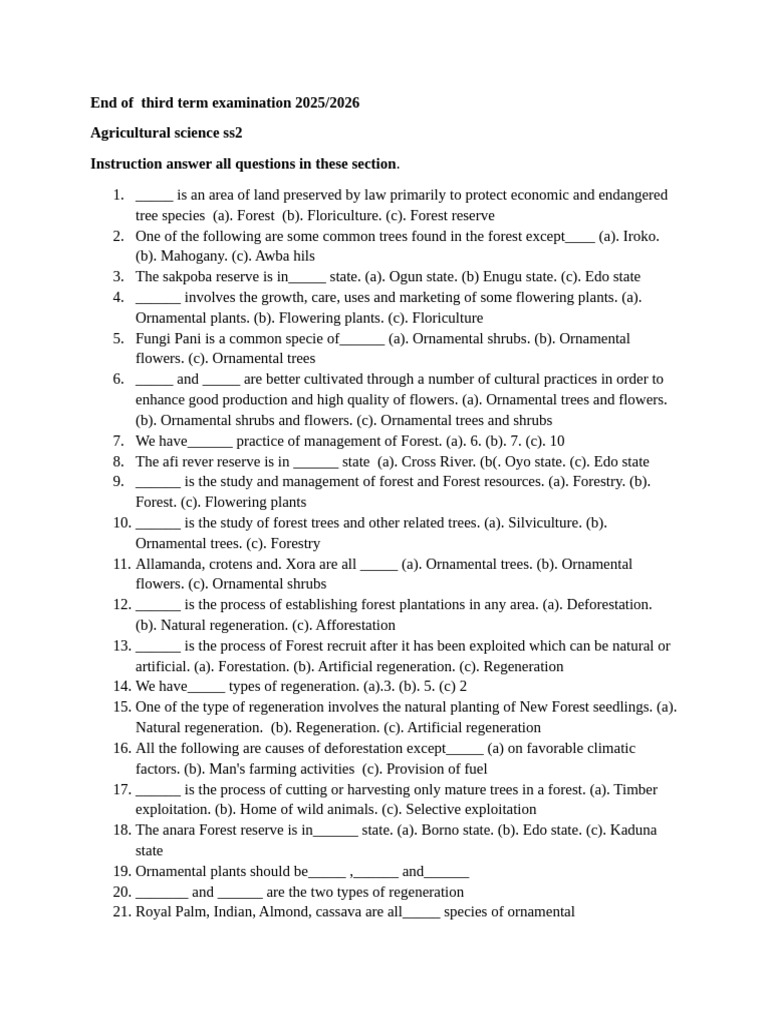 Agric Ss2 BK | PDF | Forests | Trees