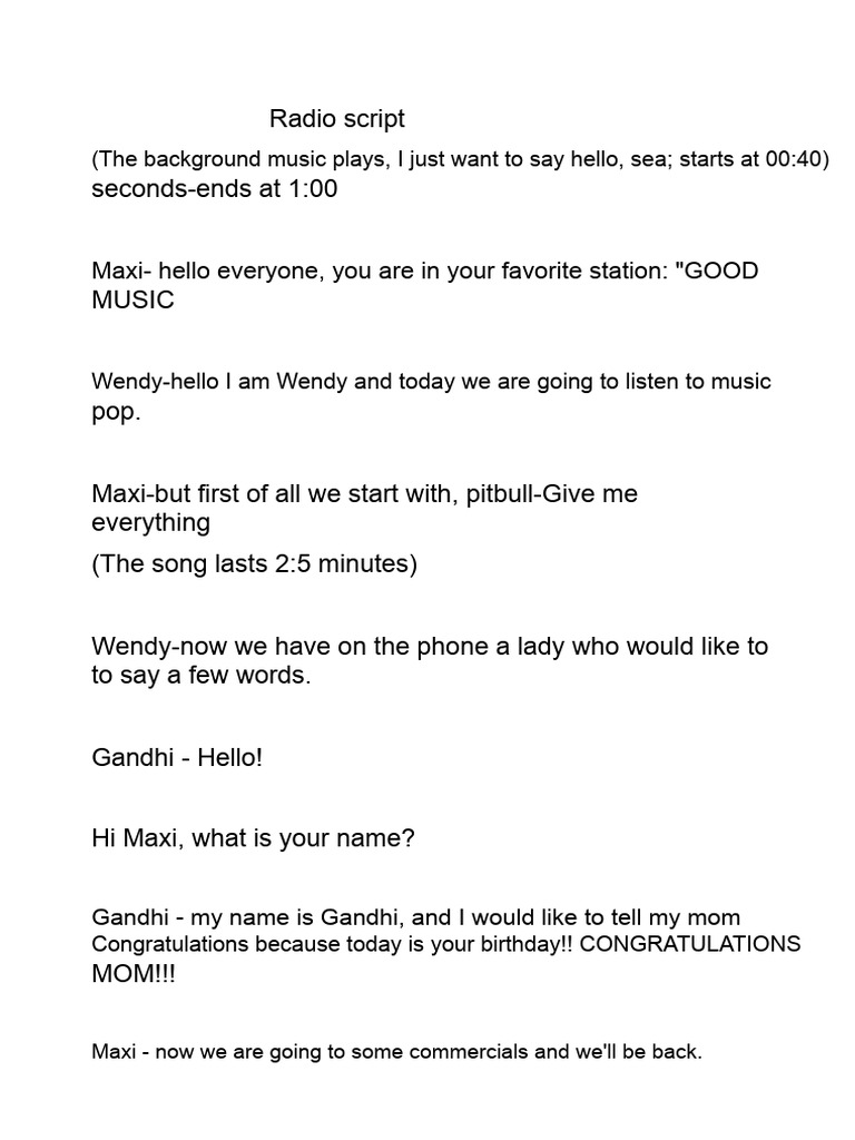 Children's Radio Script Format | PDF