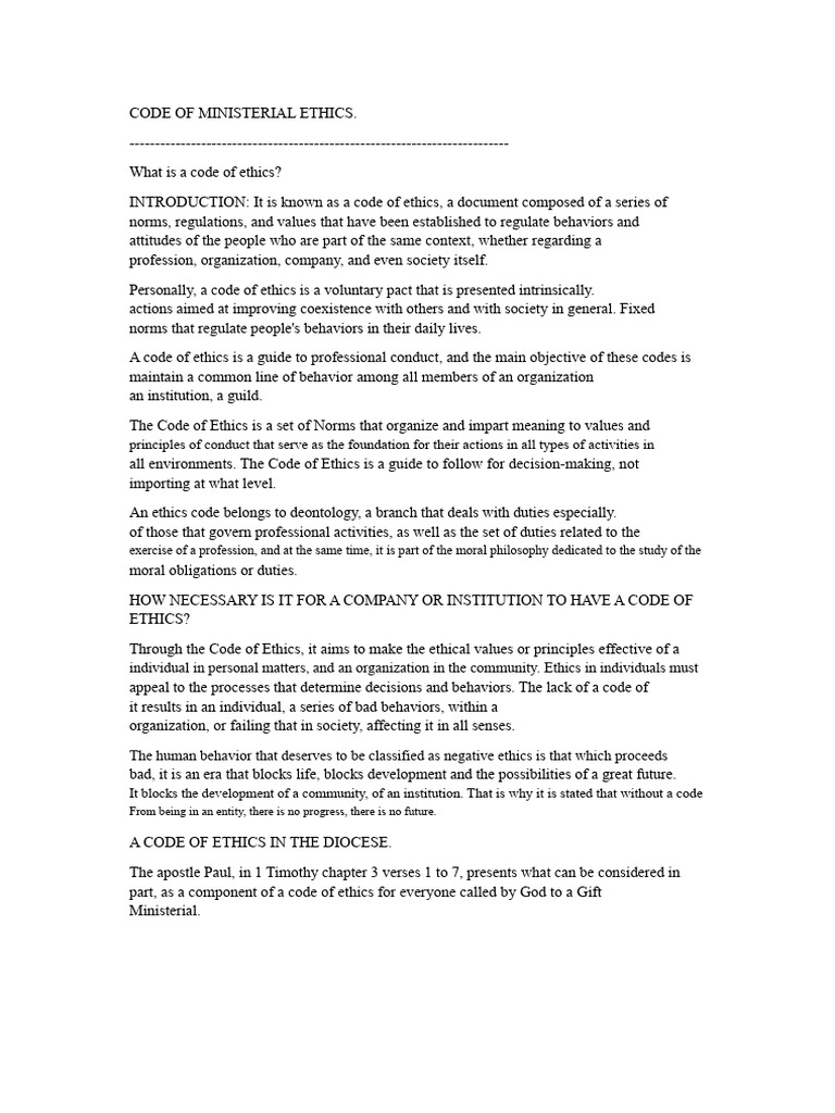 Ministerial Code of Ethics | PDF | Value (Ethics)