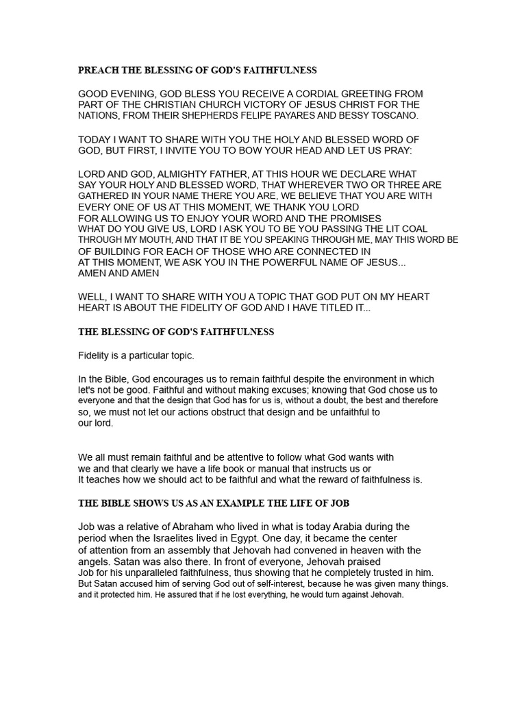 Preach The Faithfulness of God | PDF | Bible | Ten Commandments