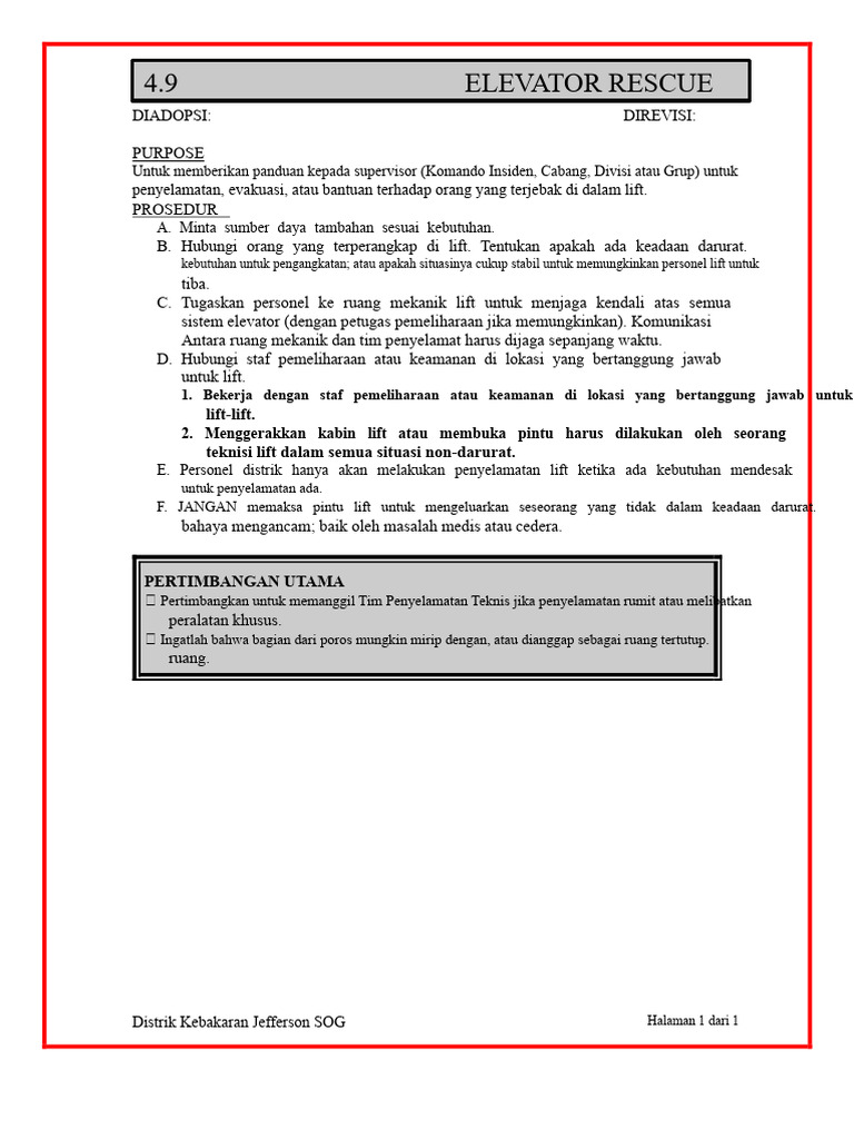 Panduan Penyelamatan Lift Darurat | PDF