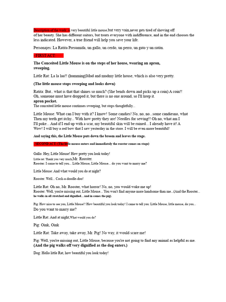 The Vain Little Mouse's Lesson | PDF