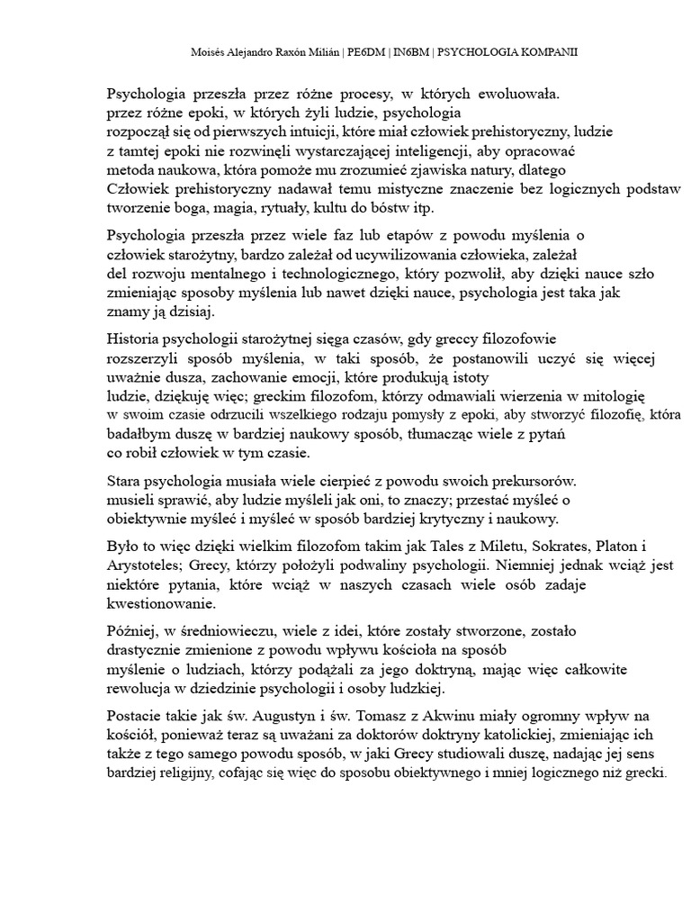 Synteza na temat psychologii | PDF