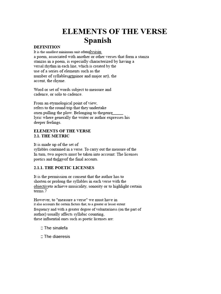 Elements of The Castilian Verse | PDF | Poetry | Metre (Poetry)