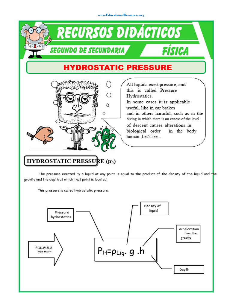 Hydrostatic Pressure For Second Year of Secondary School | PDF | Pressure | Pascal (Unit)