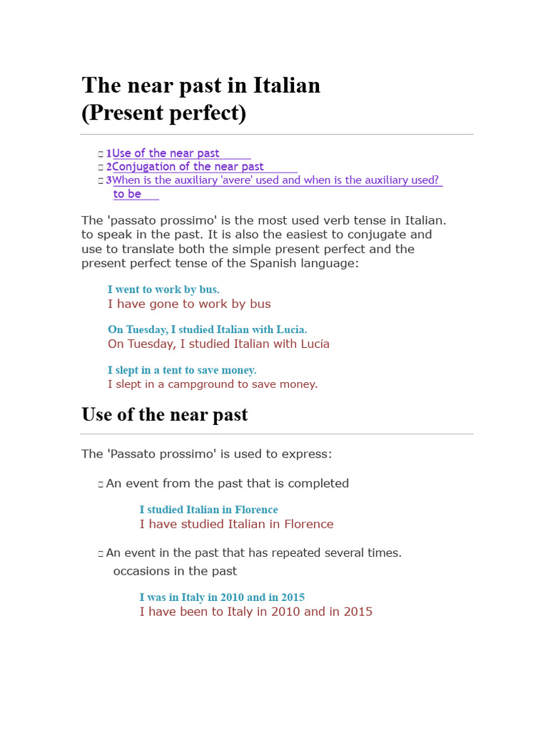 Understanding Italian Passato Prossimo | PDF | Verb | Language Families
