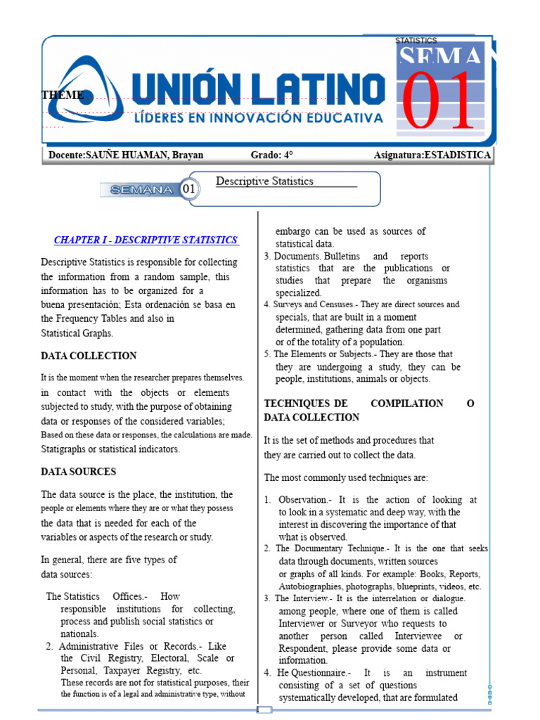 Statistics 4th Year of Secondary School | PDF | Statistics | Chart