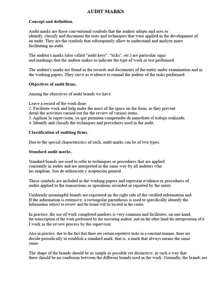 Audit Marks | PDF | Audit | Expense