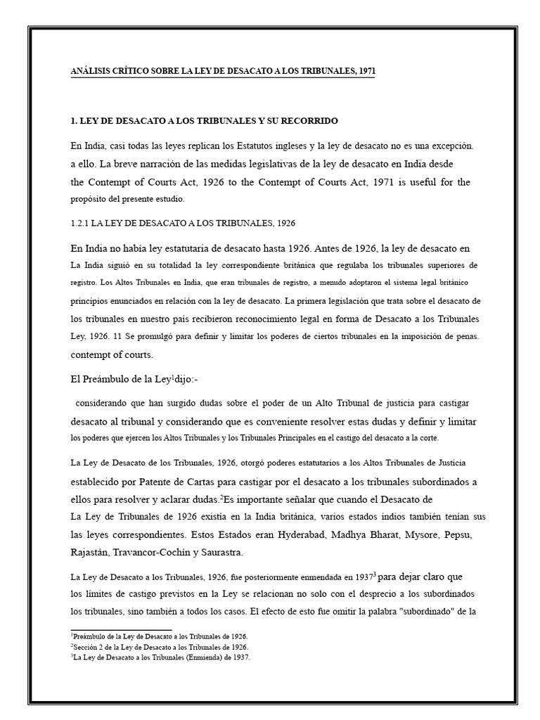 Análisis Crítico Sobre La Ley de Desacato A Los Tribunales | PDF ...