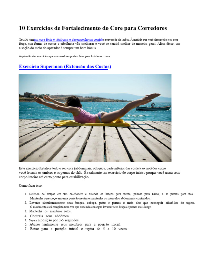 10 Exercícios para Fortalecer o Core | PDF | Quadril | Músculo