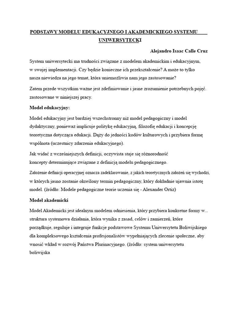 fundamenty modelu edukacyjnego | PDF