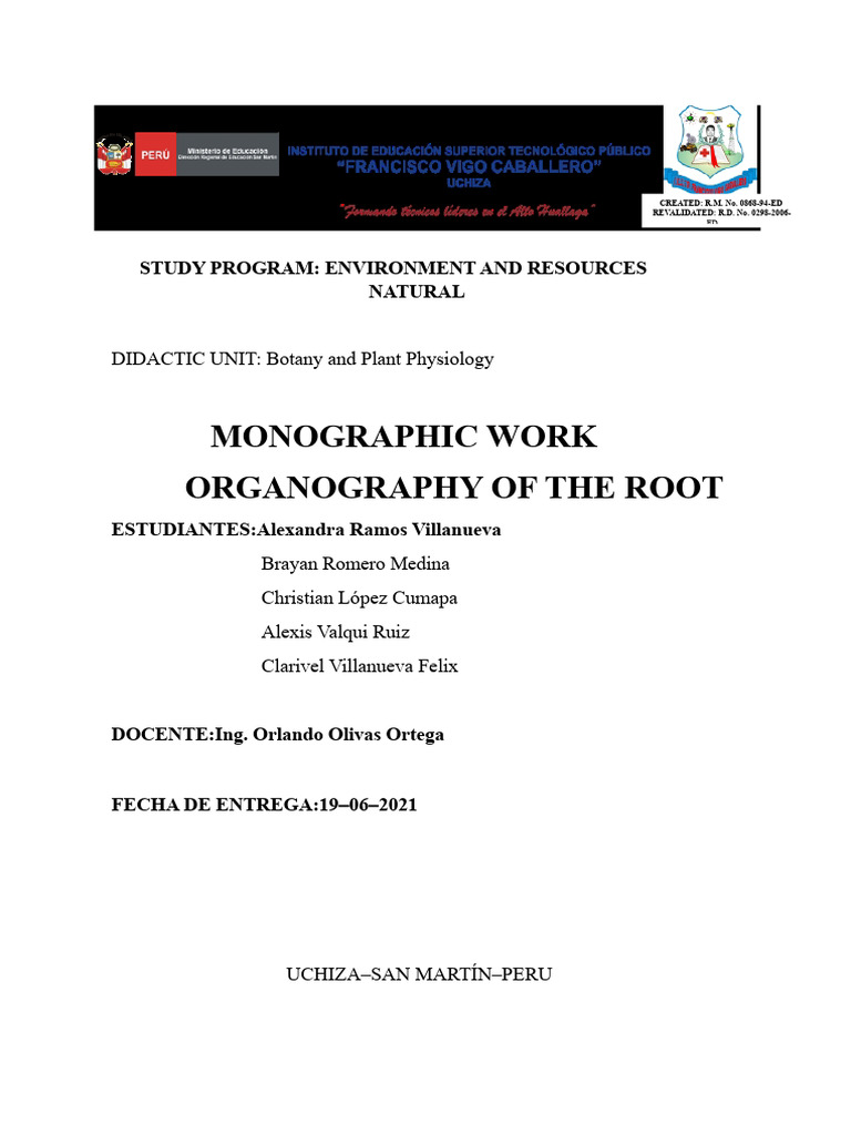 Organography of Plant Roots Monograph | PDF | Root | Plants