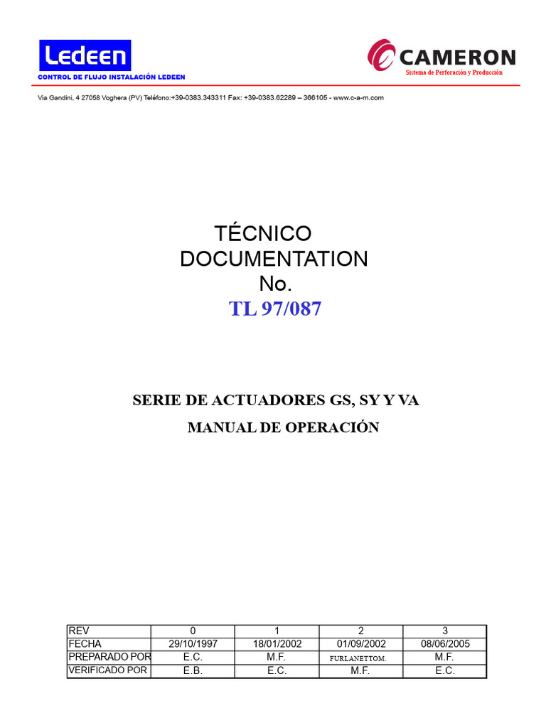Manual de Operación Actuadores LEDEEN | PDF | Tornillo | Solenoide