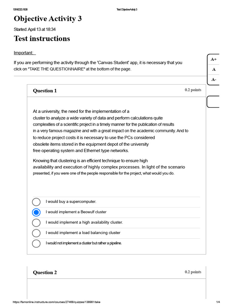 Test - Objective Activity 3 | PDF | Parallel Computing | Central ...