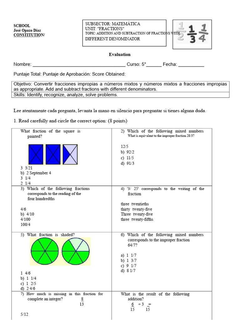Adding & Subtracting Fractions Guide | PDF | Elementary Mathematics ...