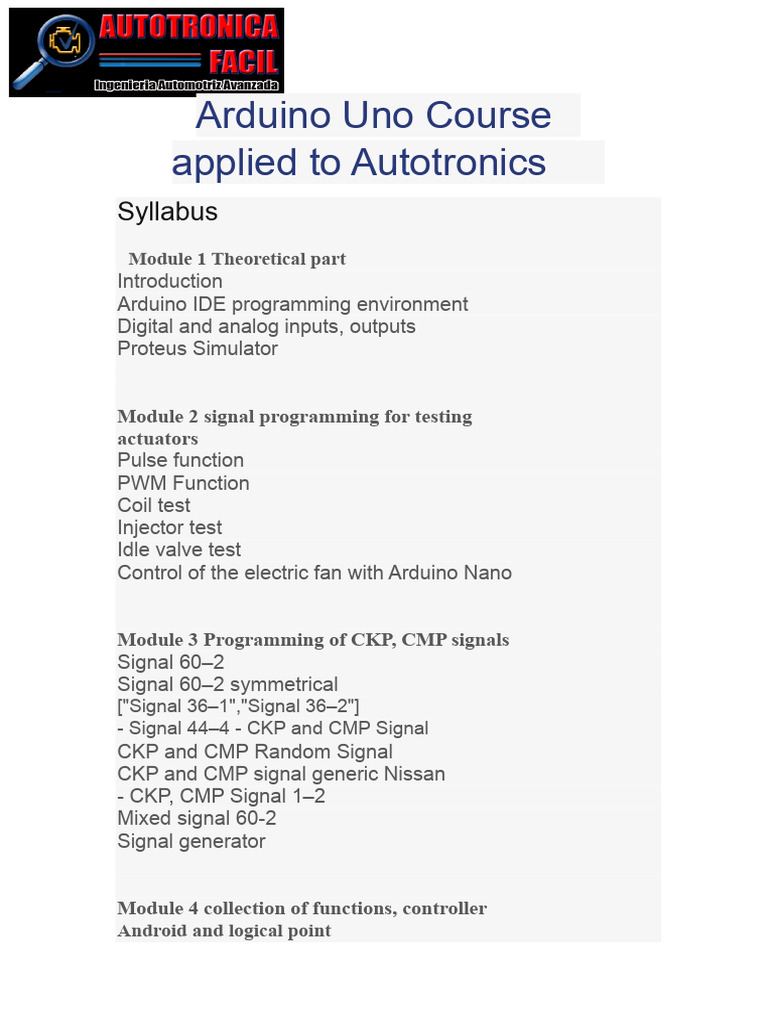 Arduino Uno Course Applied to Autotronics | PDF