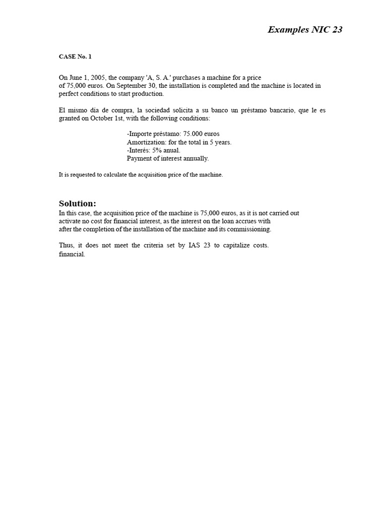 Examples of NIC 23 Loan Costs | PDF | Interest | Loans