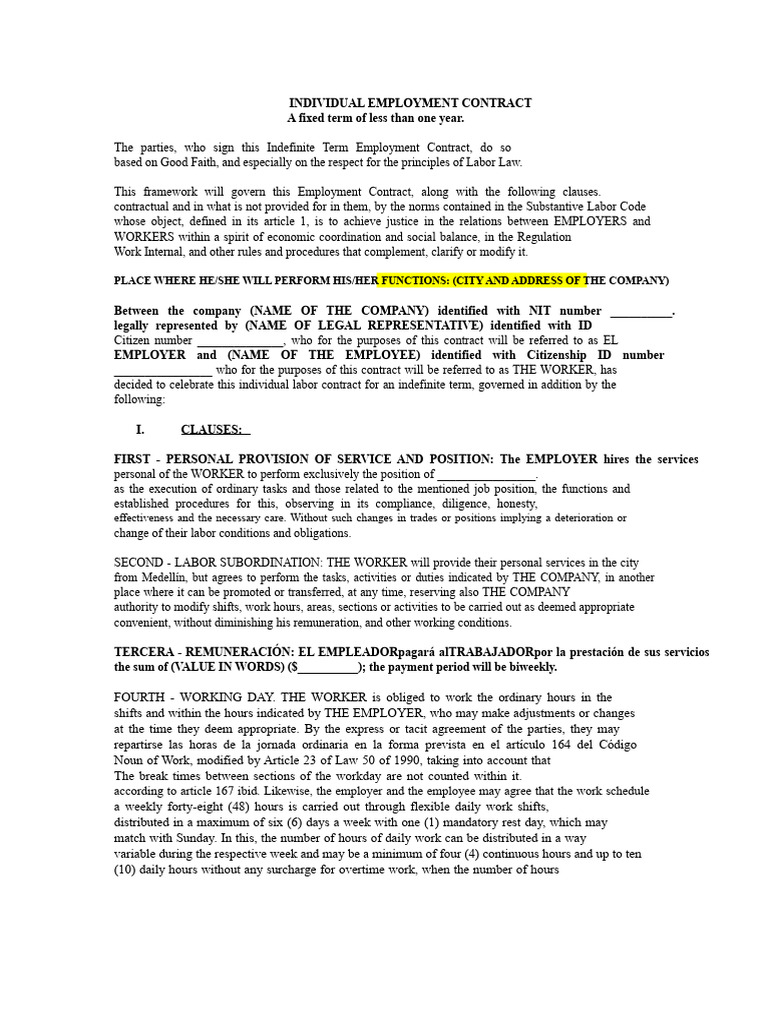 Fixed-Term Contract Format | PDF | Employment | Labour Law