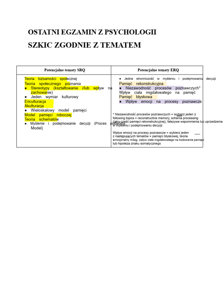ERQ z psychologii IB | PDF
