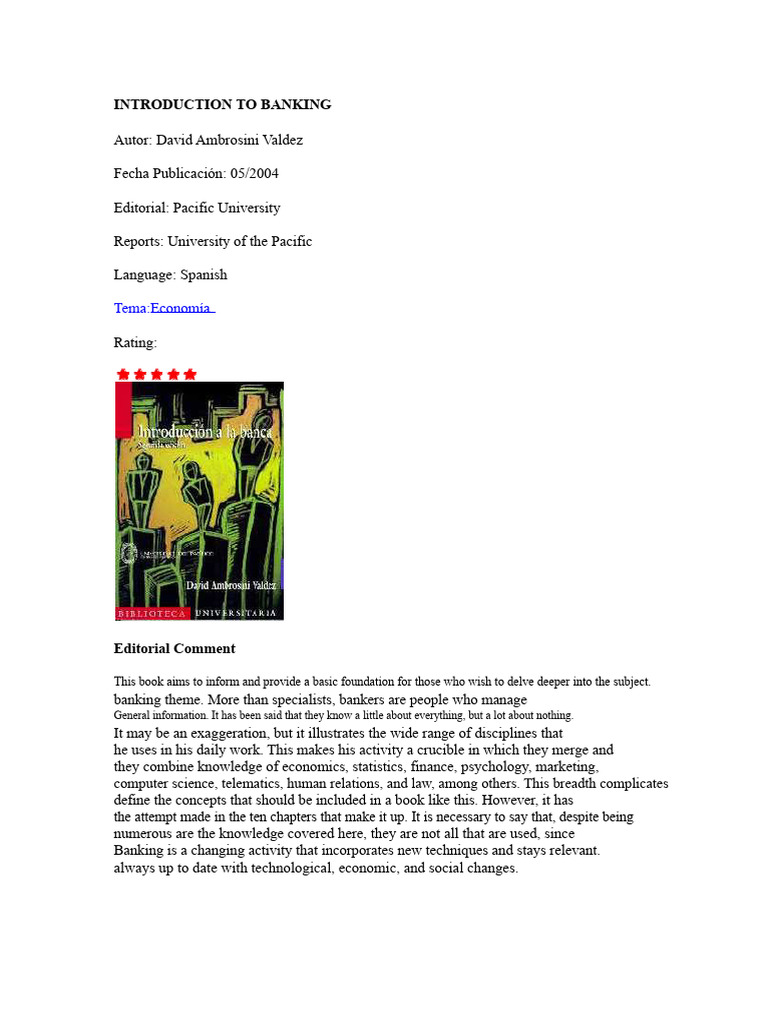 Introduction To Banking | PDF