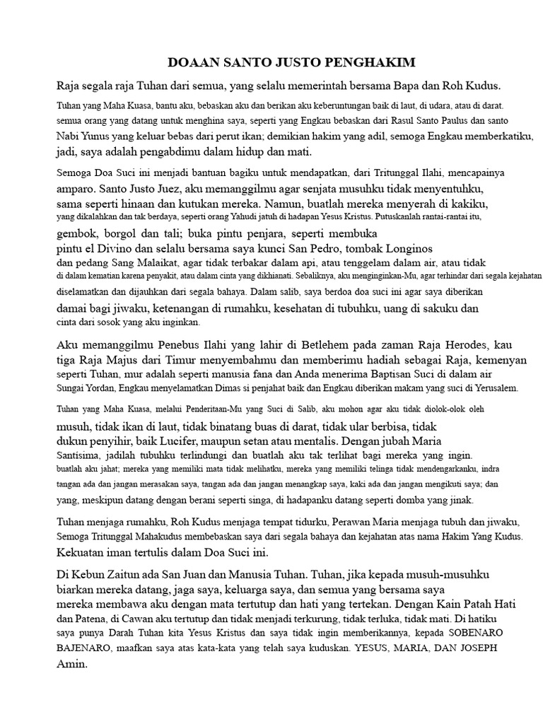 Doa Santo Justo untuk Perlindungan dan Keberuntungan | PDF