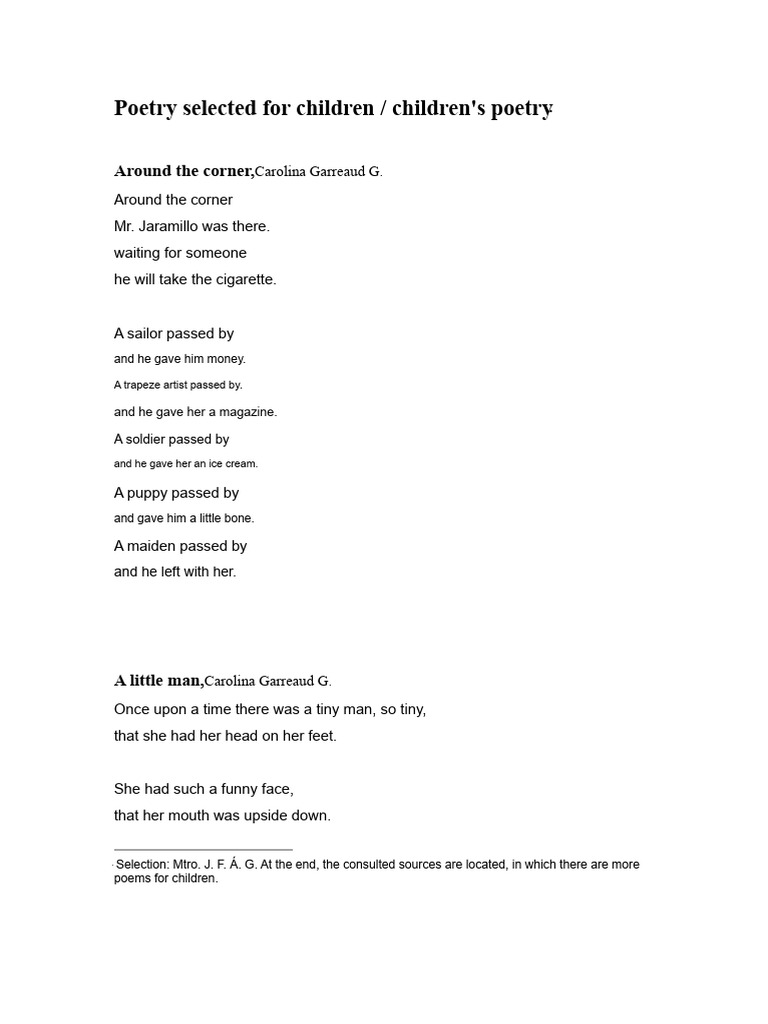 Selected Poetry For Children - Children's Poetry | PDF