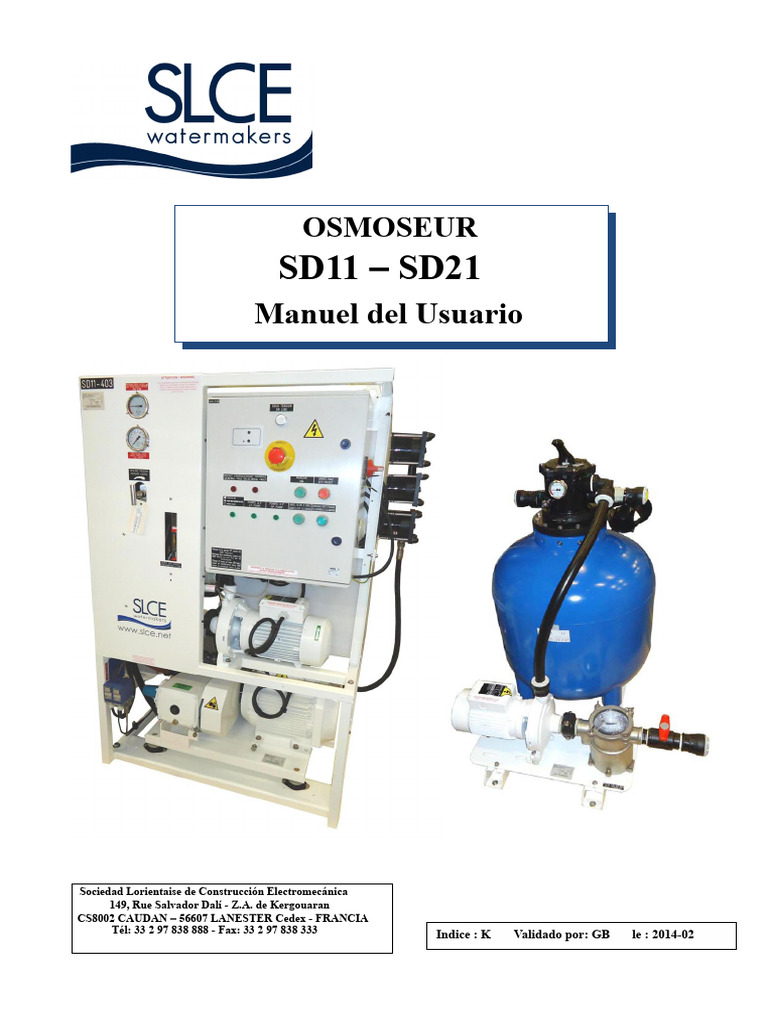 Manual Usuario OSMOSEUR SD11-SD21 | PDF | Ósmosis | Química