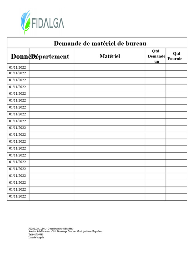 Demande de matériel de bureau 2022 | PDF
