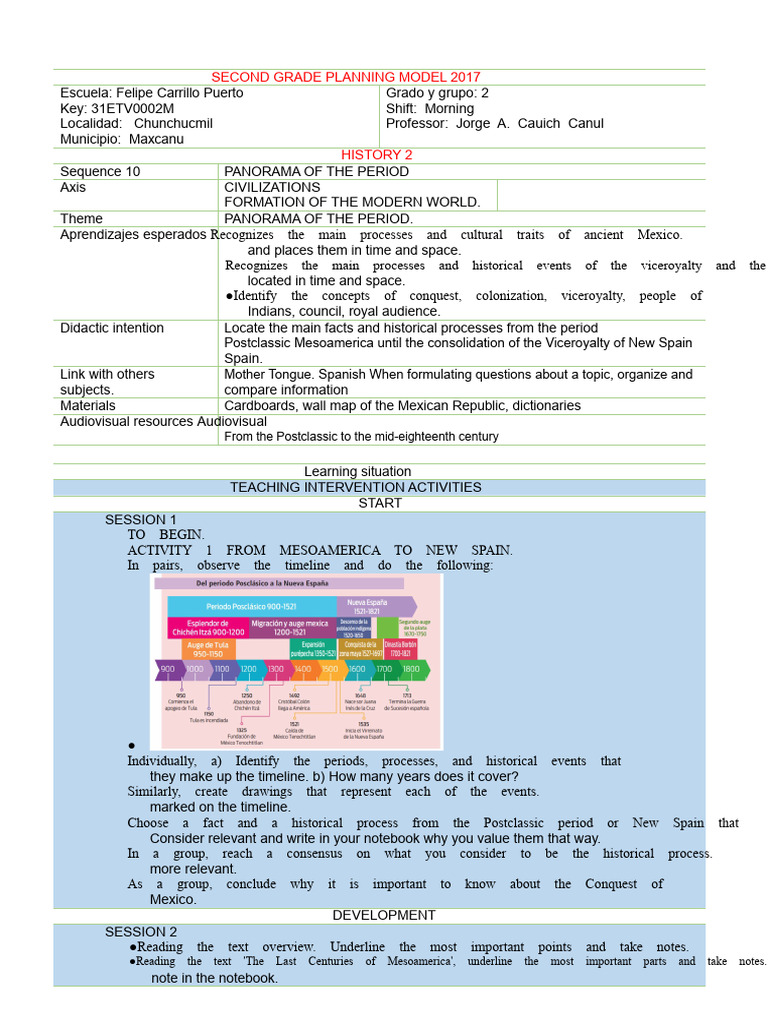 Second Grade History Planning 2017 | PDF | New Spain | Hernán Cortés