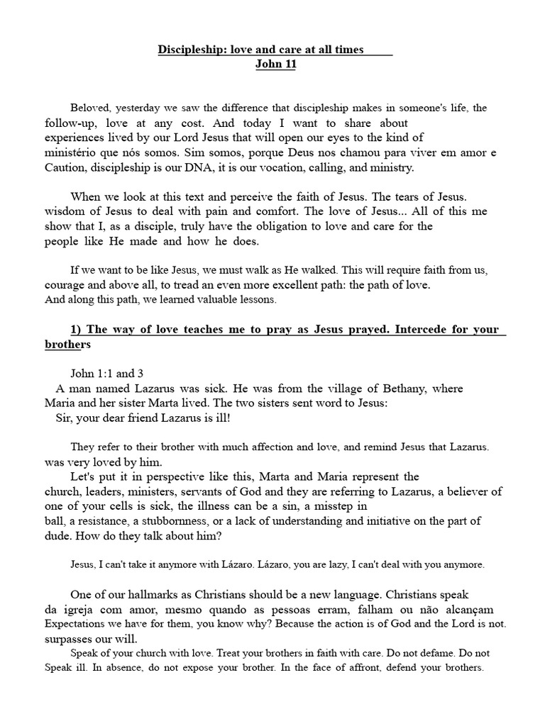 Discipleship - Love and Care at All Times | PDF | Jesus | Disciple ...