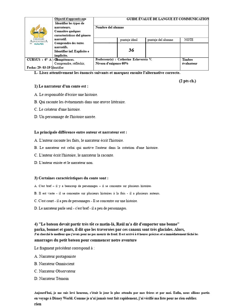 Types de narrateurs en littérature | PDF