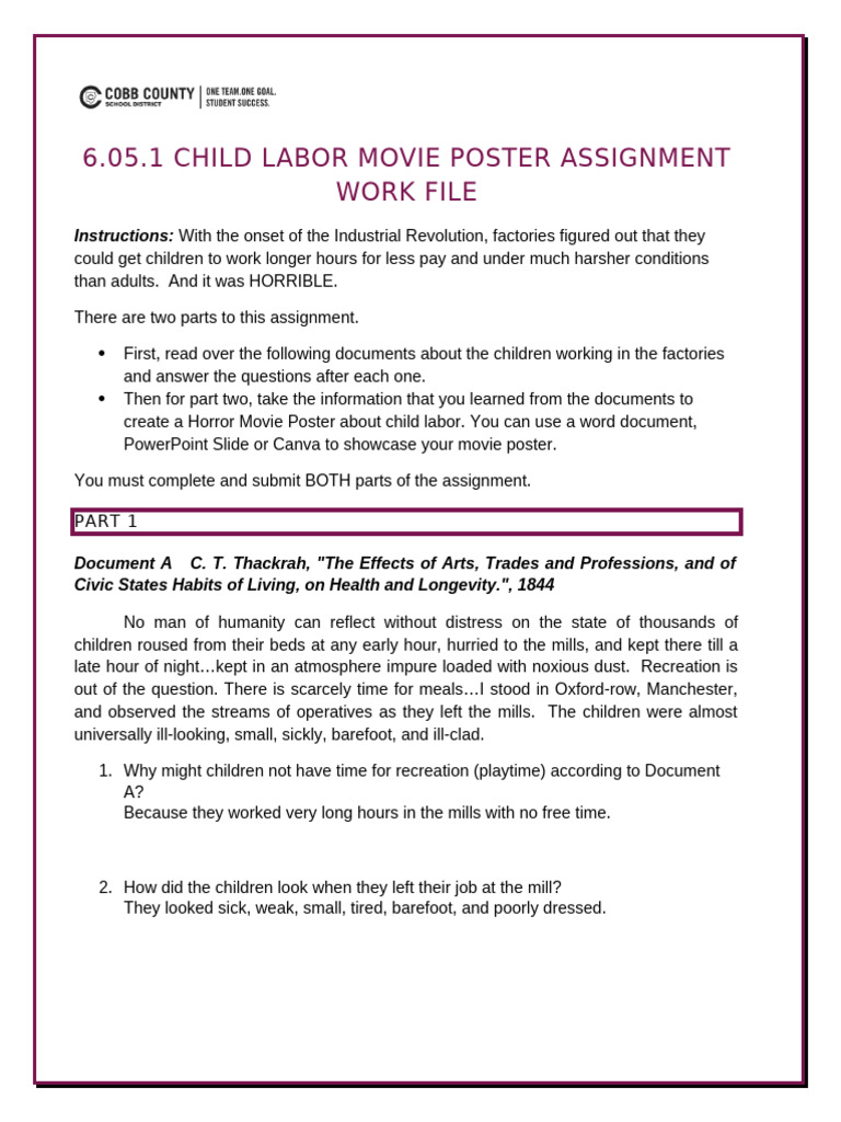 6.05.1 Child Labor Movie Poster Assignment Work File | PDF