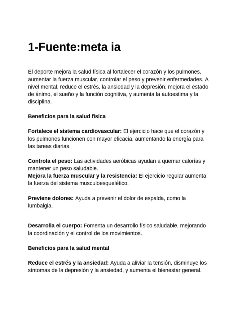 Beneficios del Deporte para la Salud | PDF | Flexibilidad (anatomía ...
