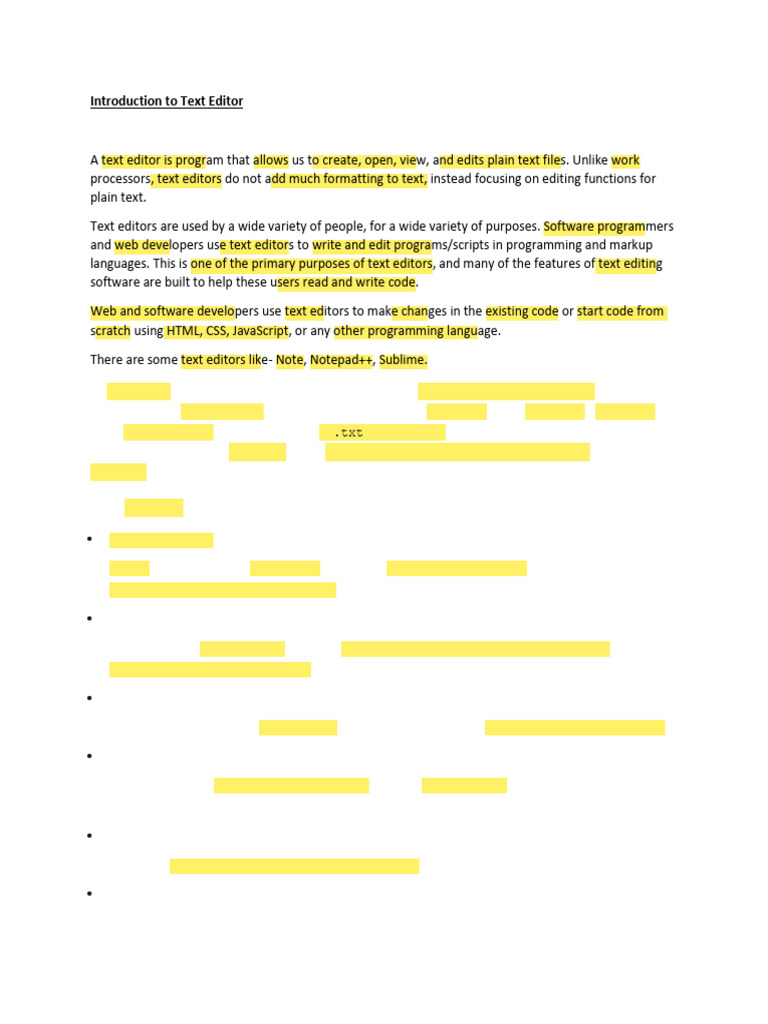 Introduction to TEXT EDITOR | PDF | Software Development | Computer ...