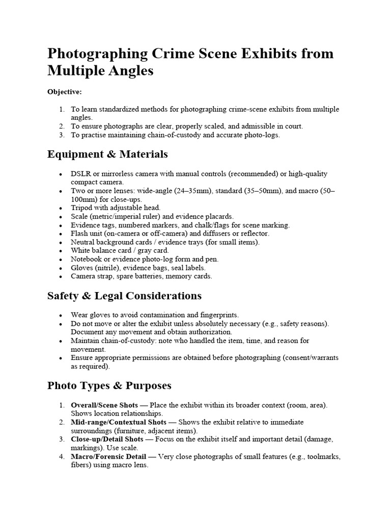 Photographing Crime Scene Exhibits From Multiple Angles | PDF | Macro ...