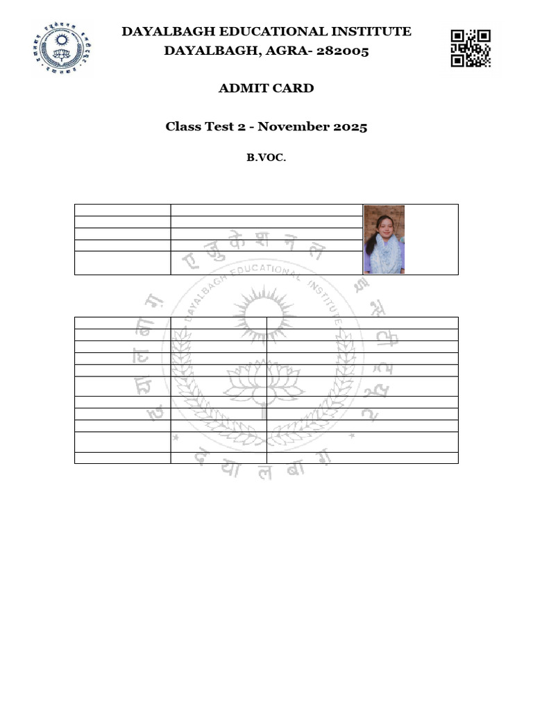 Dayalbagh Educational Institute DAYALBAGH, AGRA-282005: B.VOC | PDF