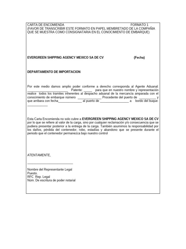 MX Carta de Encomienda | PDF