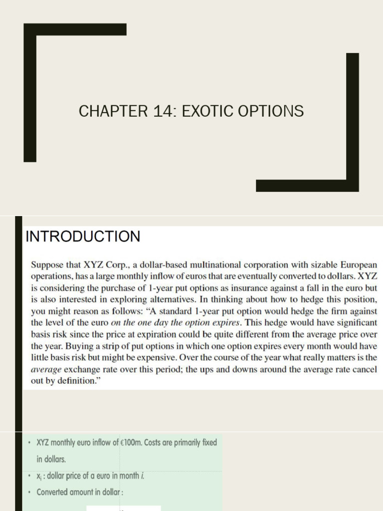 Exotic Options: Types and Pricing Methods | PDF | Option (Finance) | Investing