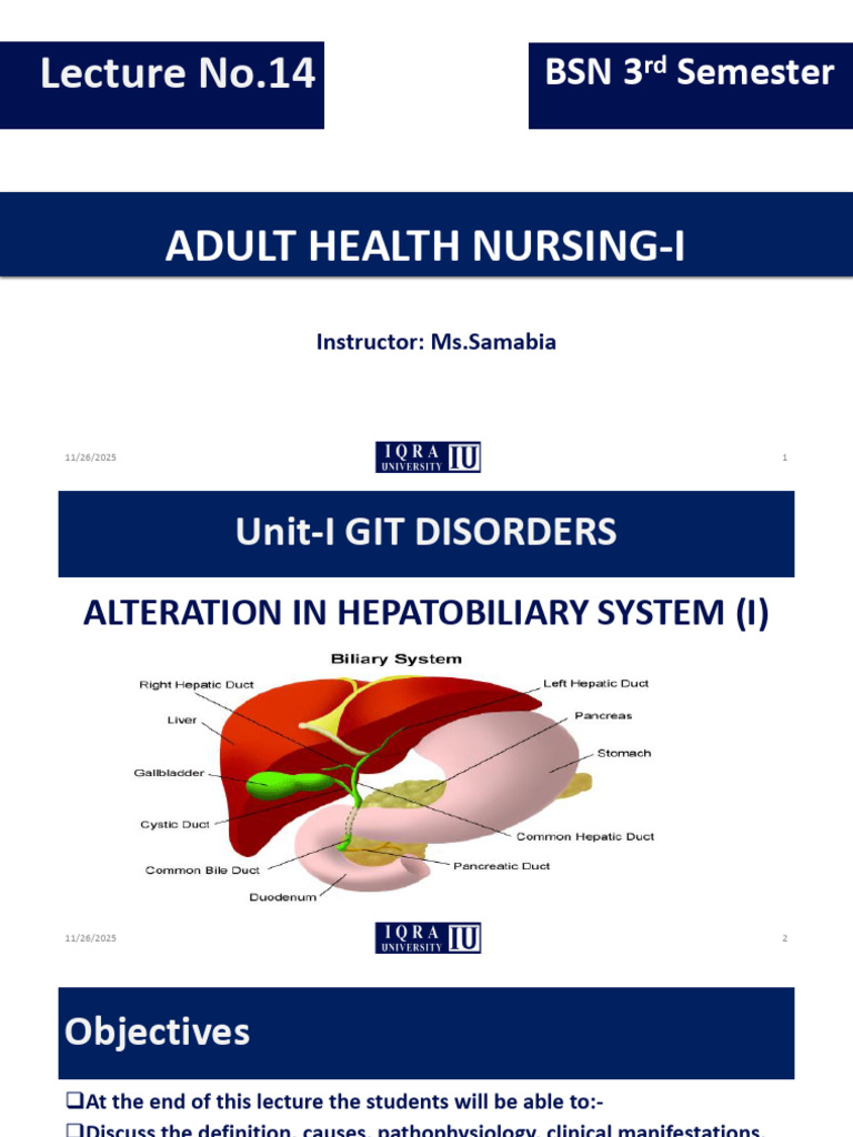 AHN-I Lecture 14 (I) Alteration in Hepatobiliary System | PDF ...