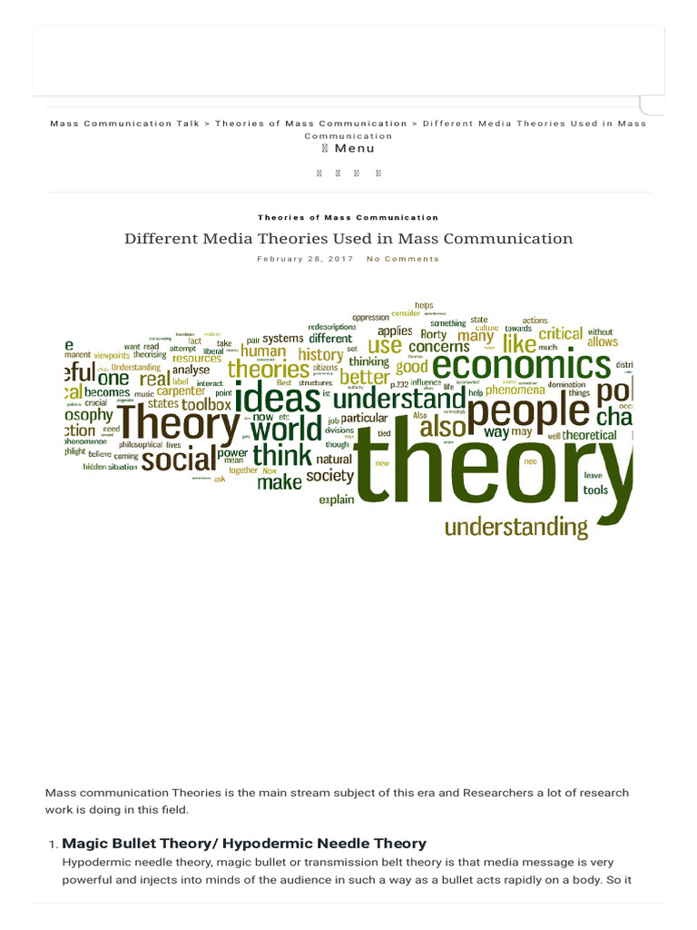 Different Media Theories Used in Mass Communication | PDF | Human ...