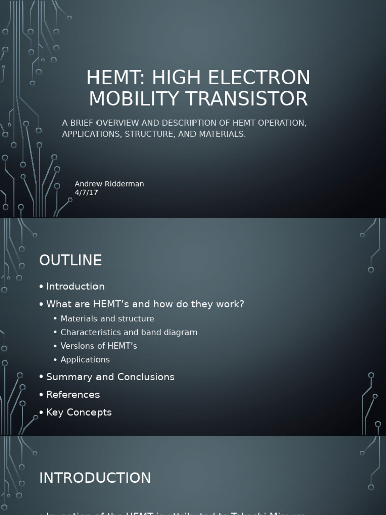 Overview of High Electron Mobility Transistors | PDF | Electrical ...