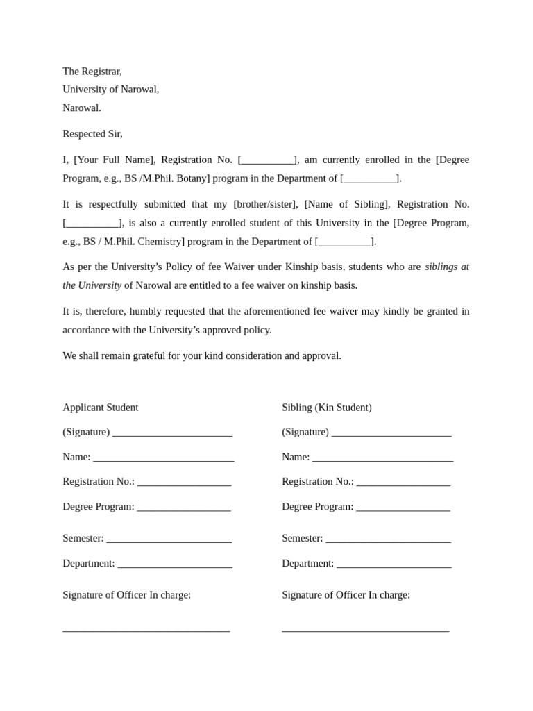 Sample of Application of Kinship | PDF