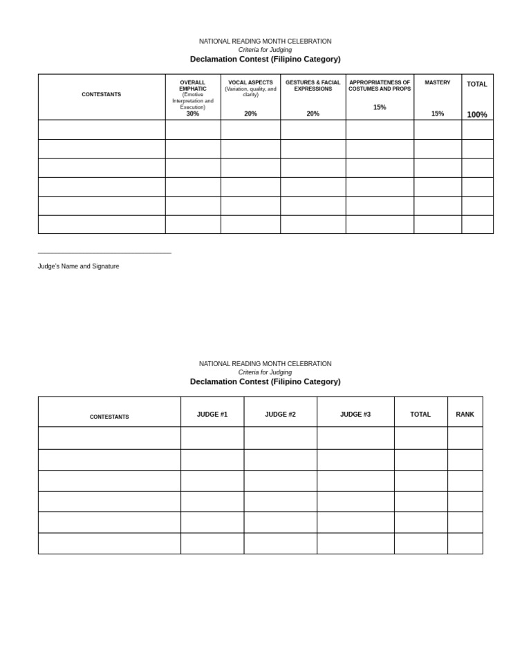 Filipino Tabulation Form | PDF