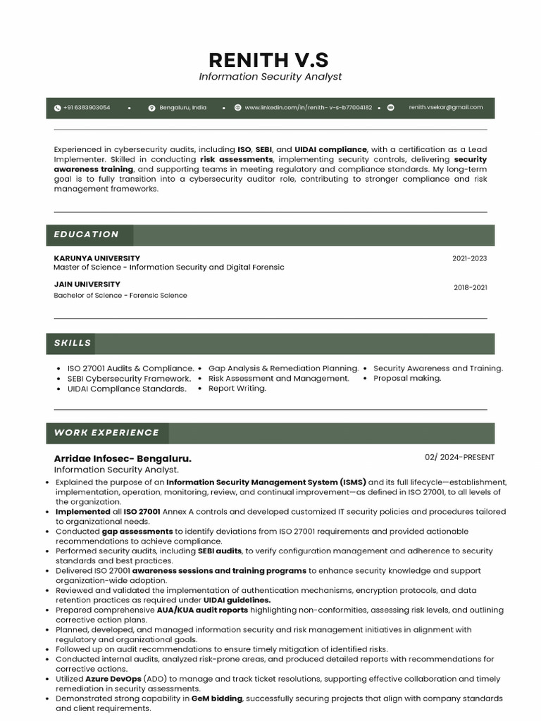 Renith Resume GRC | PDF