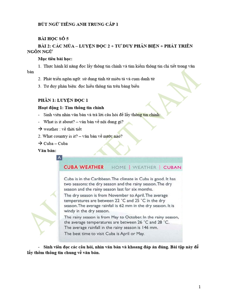 Lesson Plan - Bút NG 1 - Lesson 5 | PDF