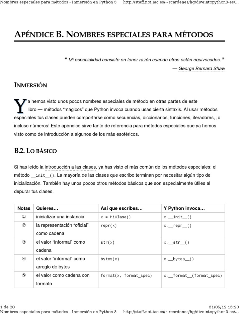 Metodos Especiales | PDF | Python (lenguaje de programación) | Entero