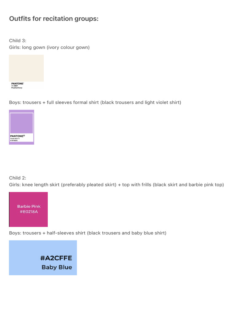 Outfits For Recitation Groups | PDF