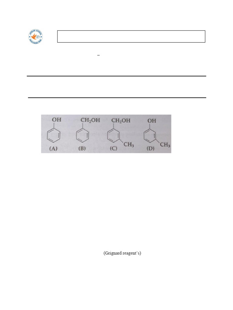 Alcohols, Phenols and Ethers - Worksheet 2 | PDF | Ether | Chemical ...